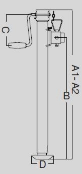 BT622071WTM LANDING LEG LONG 580MM TO 940 EXT Load Cap. 2000kg with ...