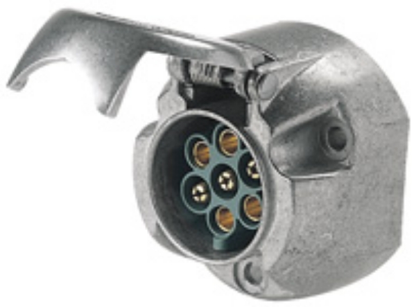 82094NA Narva 7 Pin Heavy-Duty Round Metal Trailer Socket with Rubber ...