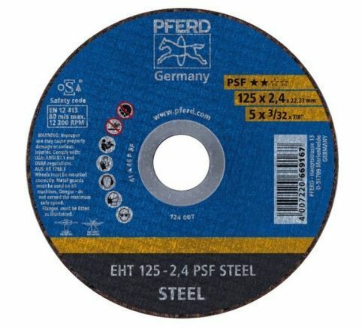 61719026 PFERD 5"X2.4MM CUT WHEEL STEEL EHT 125-2.4 A 46 P PSF | The Boss Shop Queensland Australia